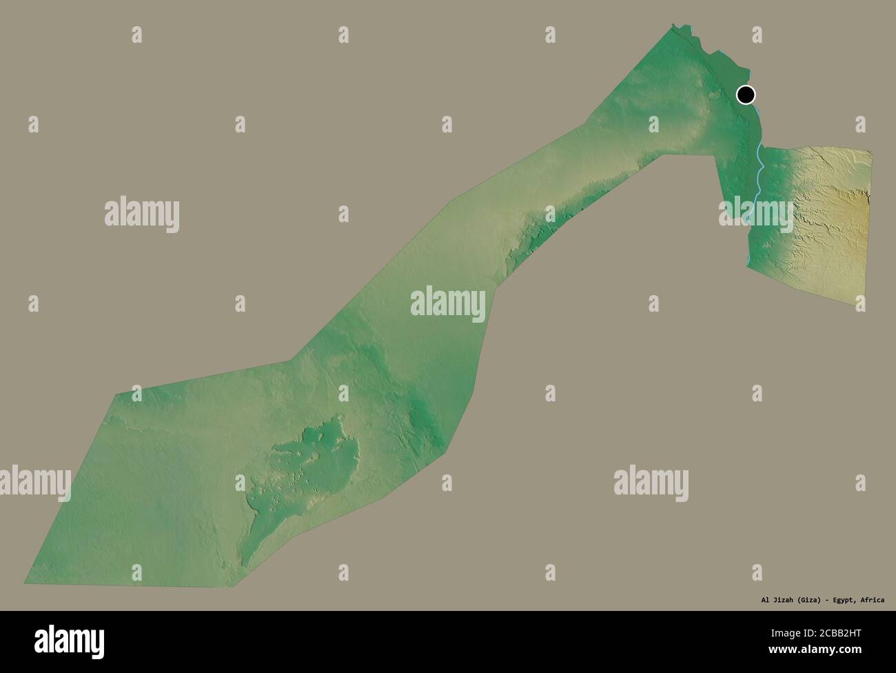 Shape of Al Jizah, governorate of Egypt, with its capital isolated on a ...
