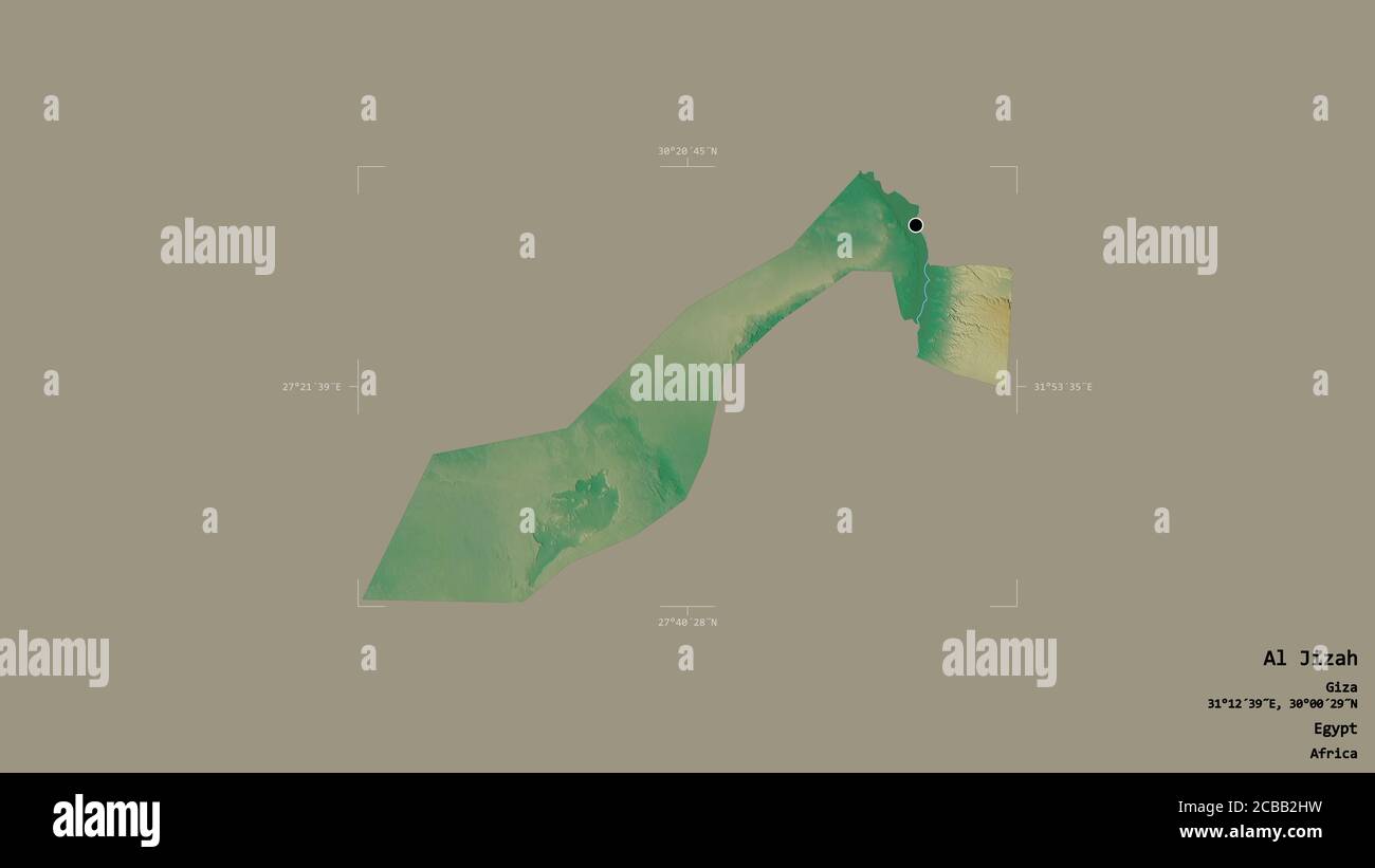 Area of Al Jizah, governorate of Egypt, isolated on a solid background ...