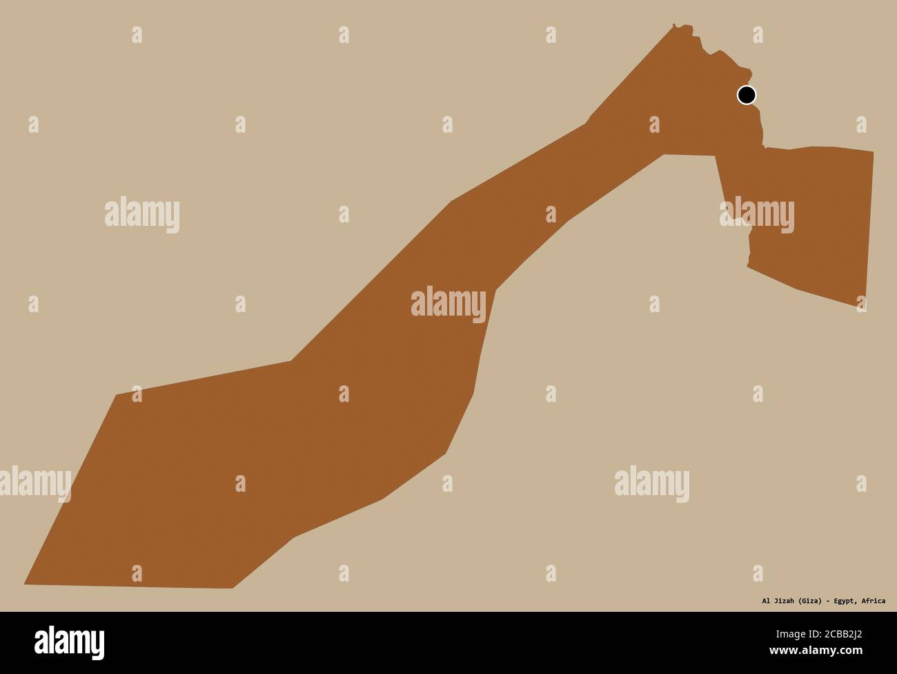 Shape of Al Jizah, governorate of Egypt, with its capital isolated on a ...
