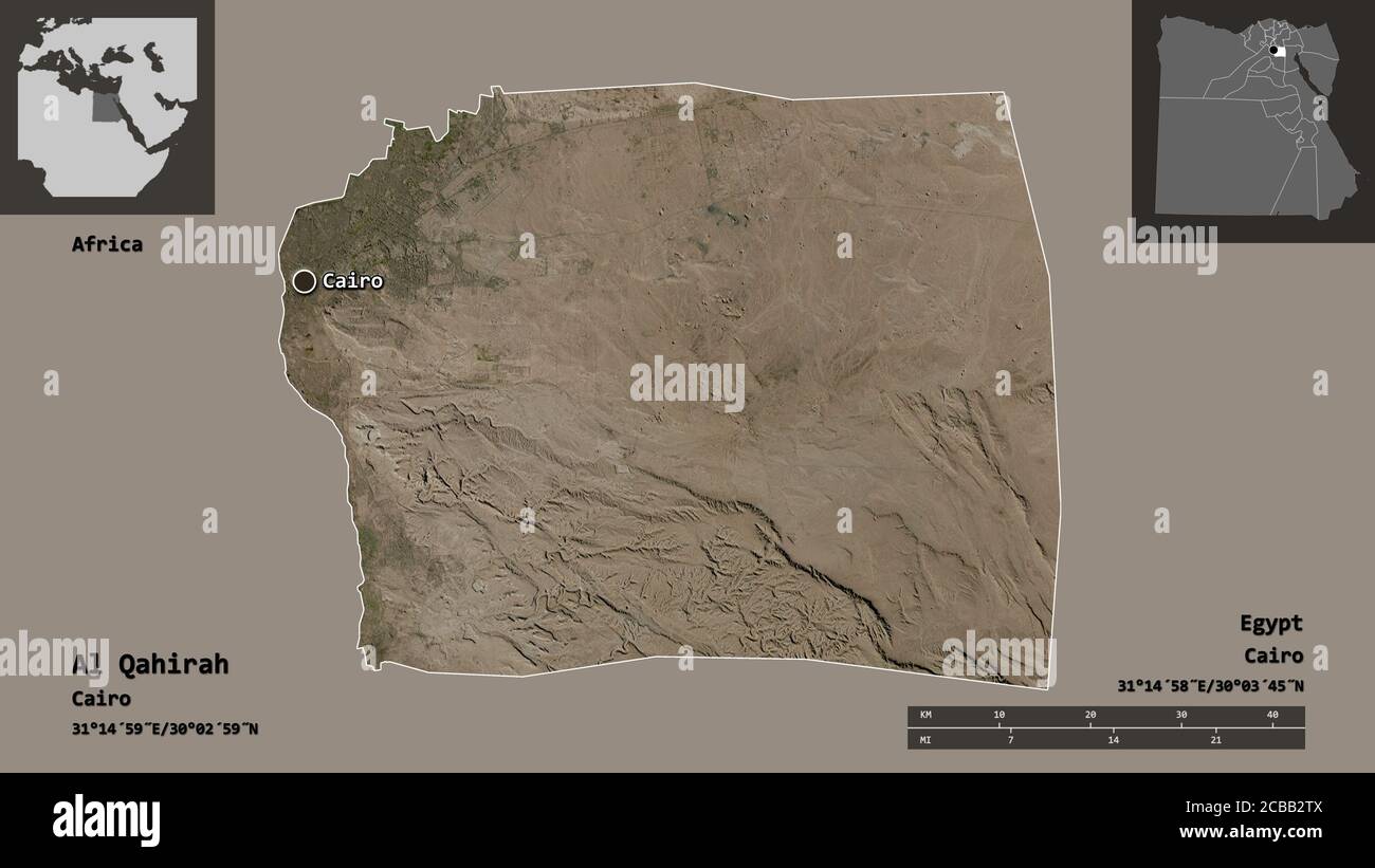 Shape of Al Qahirah, governorate of Egypt, and its capital. Distance ...