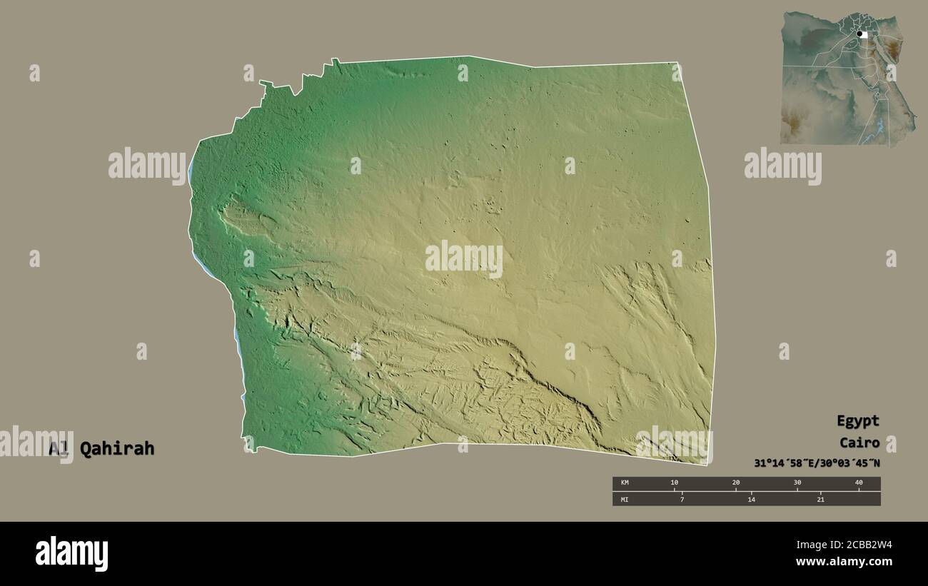 Shape of Al Qahirah, governorate of Egypt, with its capital isolated on ...