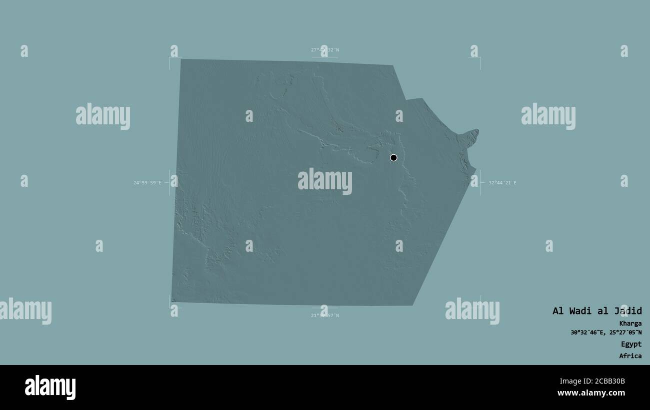 Area of Al Wadi al Jadid, governorate of Egypt, isolated on a solid ...