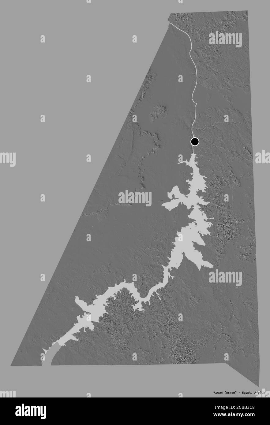 Shape of Aswan, governorate of Egypt, with its capital isolated on a ...