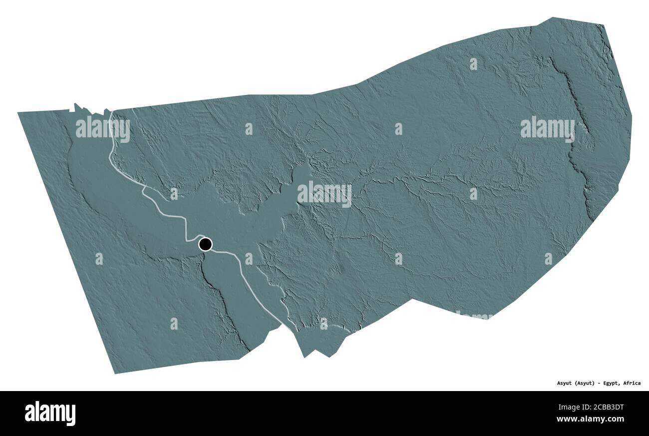 Shape of Asyut, governorate of Egypt, with its capital isolated on ...