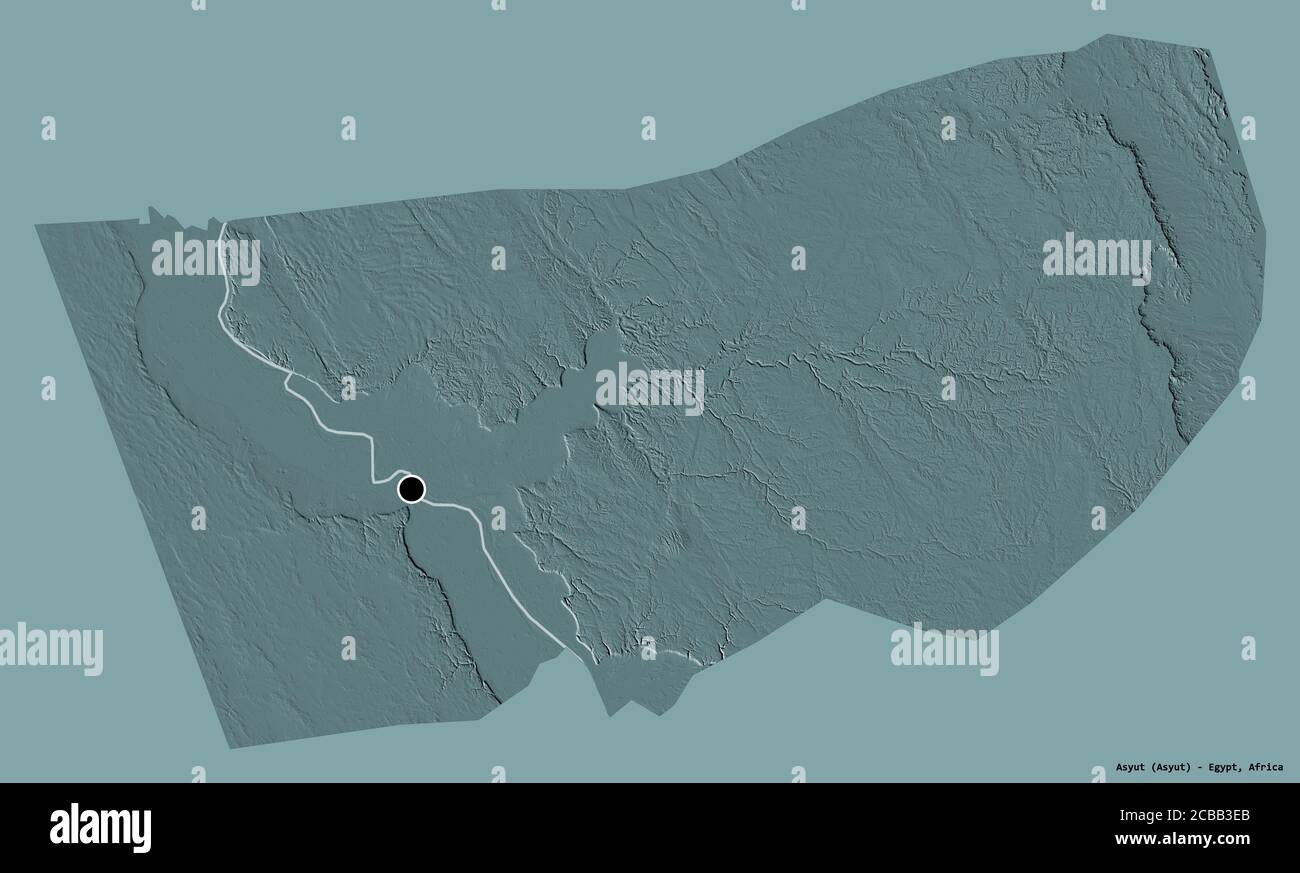 Shape of Asyut, governorate of Egypt, with its capital isolated on a ...