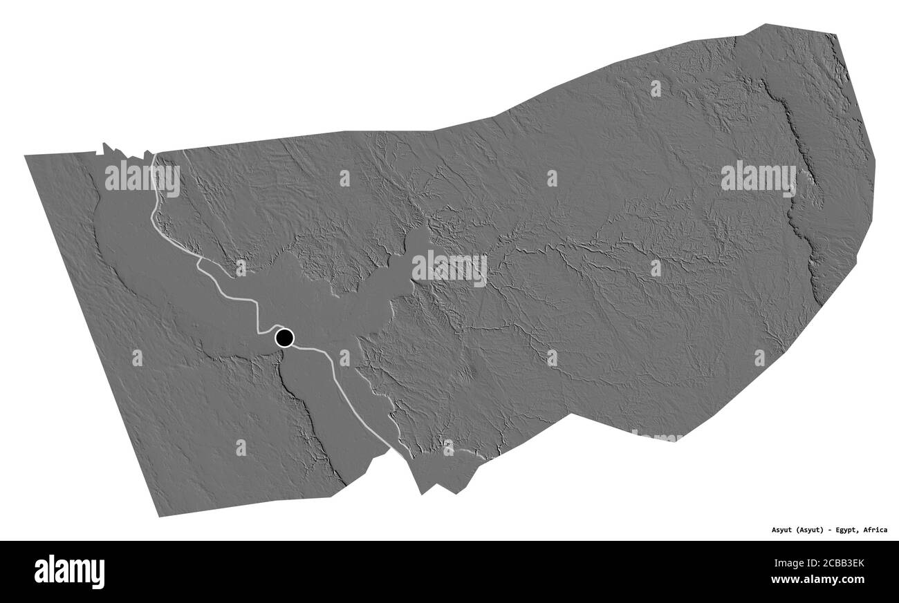 Shape of Asyut, governorate of Egypt, with its capital isolated on ...