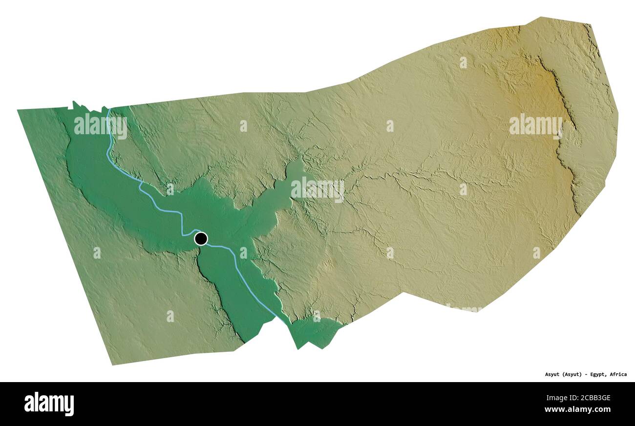 Shape of Asyut, governorate of Egypt, with its capital isolated on ...