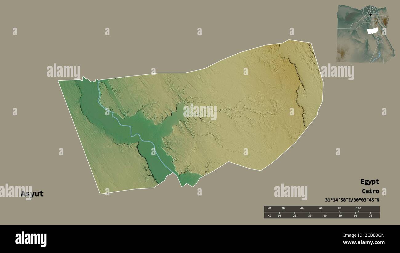 Shape of Asyut, governorate of Egypt, with its capital isolated on ...
