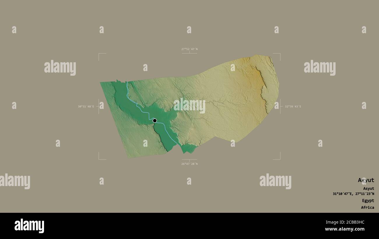 Area of Asyut, governorate of Egypt, isolated on a solid background in ...