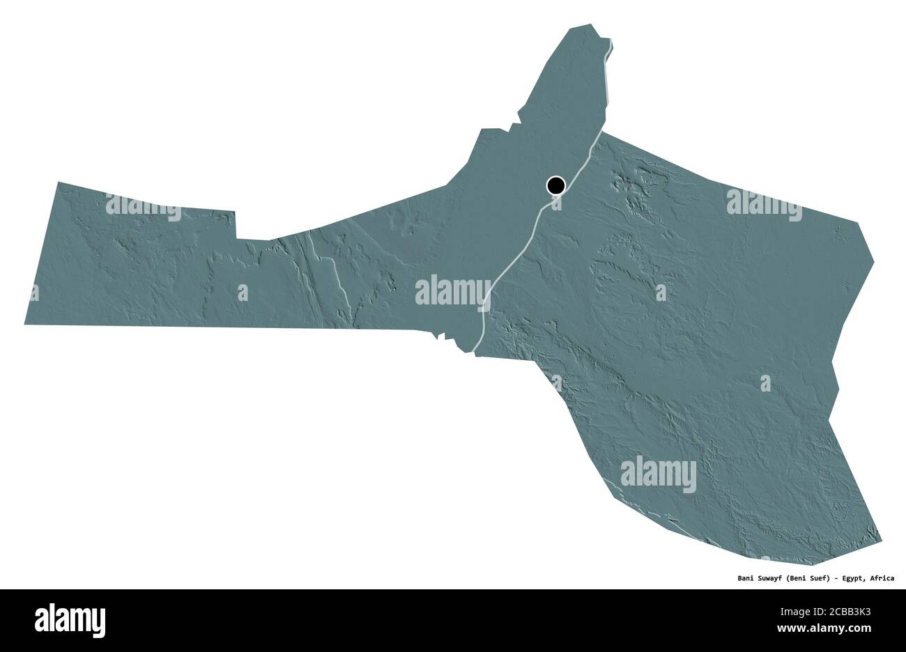 Shape of Bani Suwayf, governorate of Egypt, with its capital isolated ...