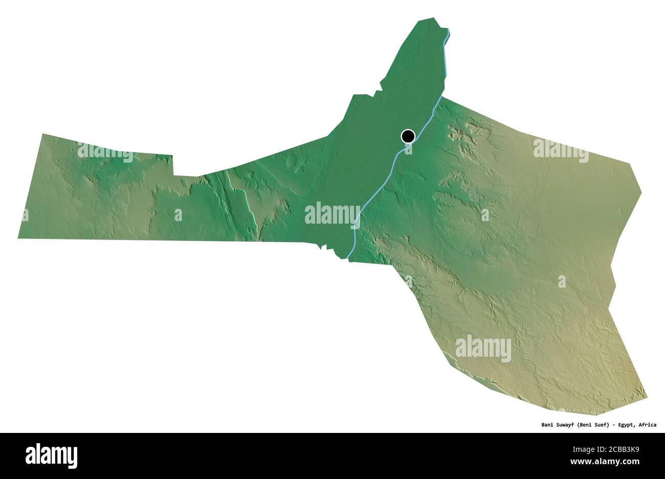 Shape of Bani Suwayf, governorate of Egypt, with its capital isolated ...
