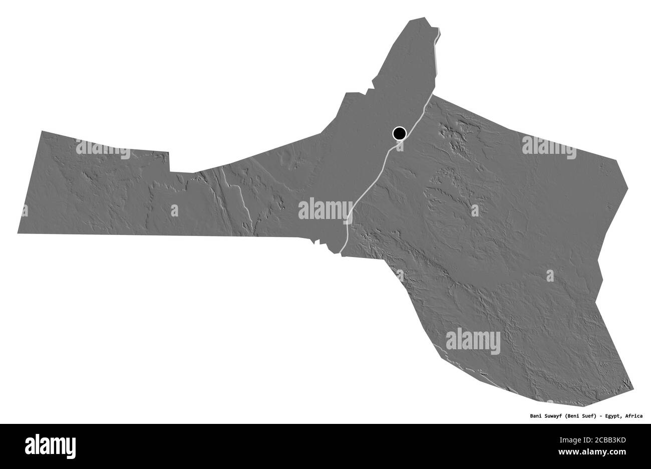 Shape of Bani Suwayf, governorate of Egypt, with its capital isolated ...