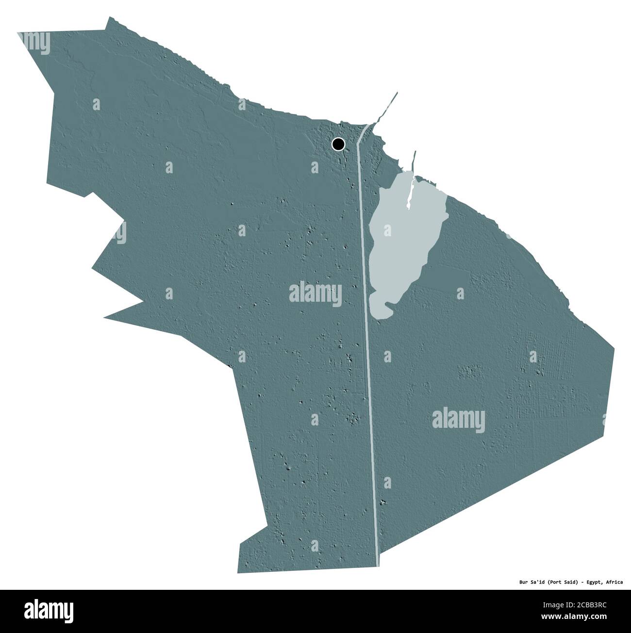 Shape of Bur Sa'id, governorate of Egypt, with its capital isolated on ...