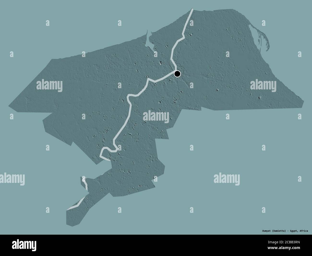 Shape of Dumyat, governorate of Egypt, with its capital isolated on a ...