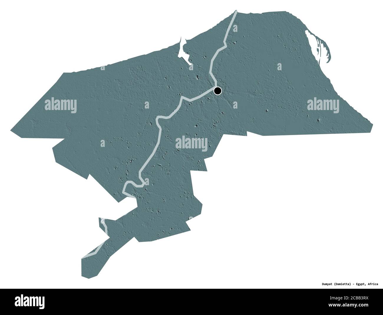 Shape of Dumyat, governorate of Egypt, with its capital isolated on ...
