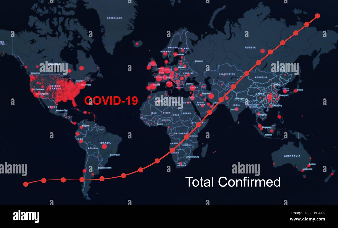 COVID-19 coronavirus pandemic with a graph of infection growth on the ...