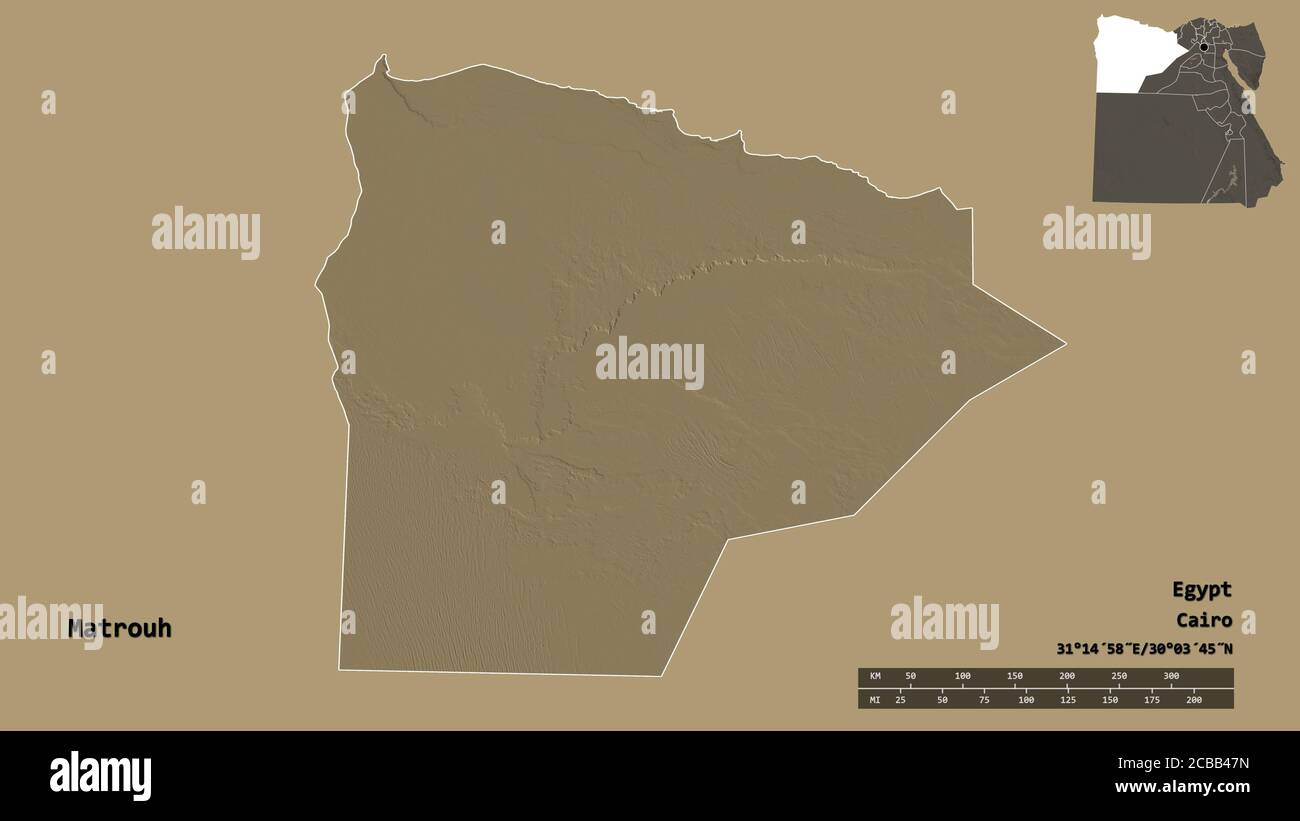 Shape of Matrouh, governorate of Egypt, with its capital isolated on ...