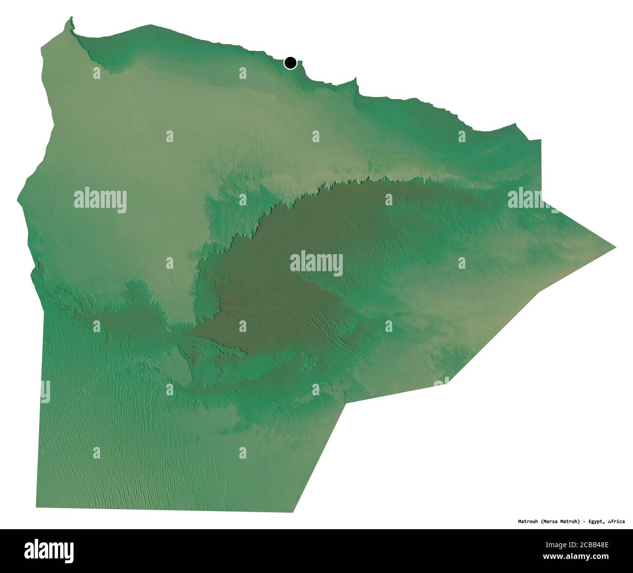 Shape of Matrouh, governorate of Egypt, with its capital isolated on ...