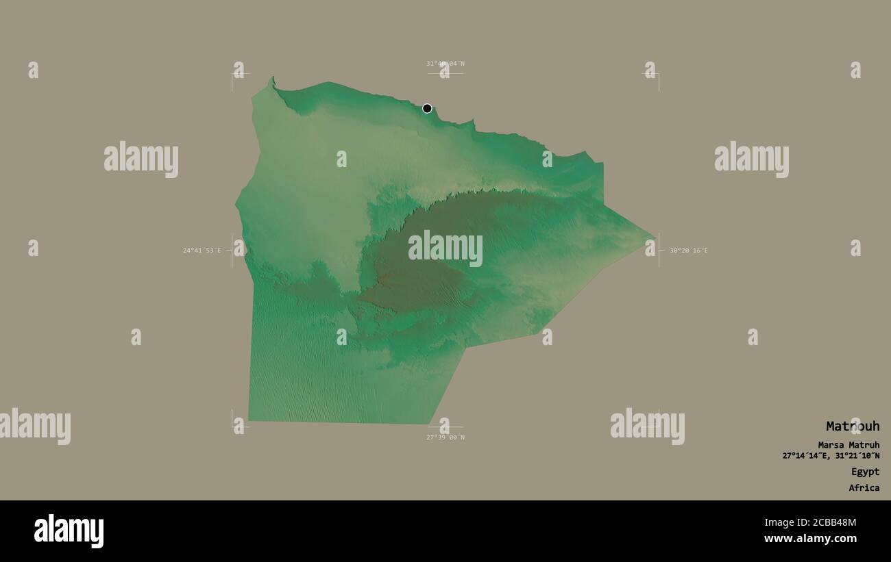 Area of Matrouh, governorate of Egypt, isolated on a solid background ...