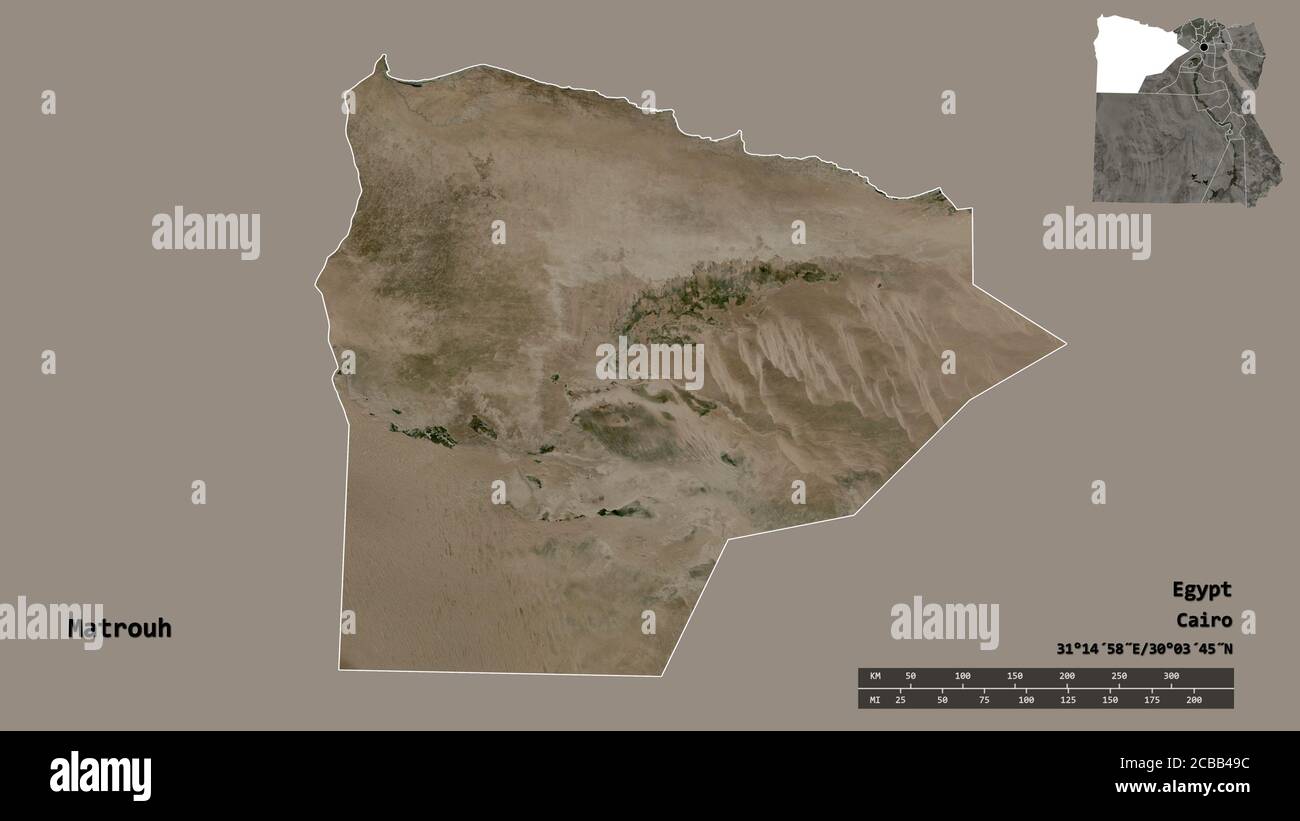 Shape of Matrouh, governorate of Egypt, with its capital isolated on ...