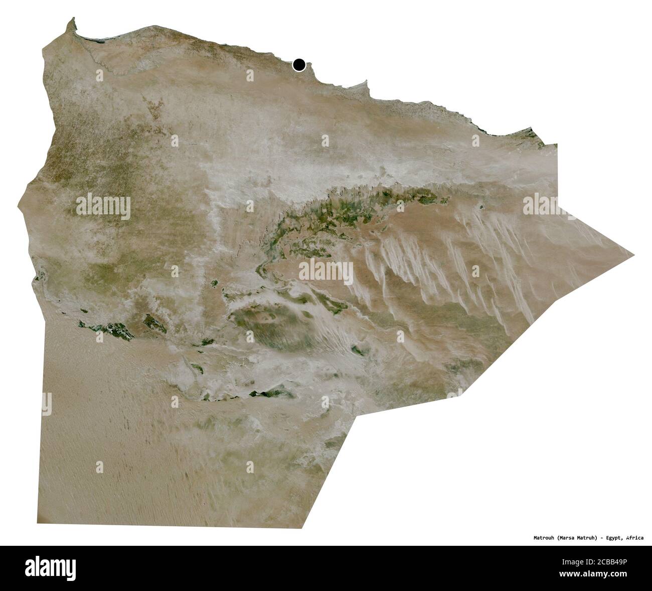 Shape of Matrouh, governorate of Egypt, with its capital isolated on ...