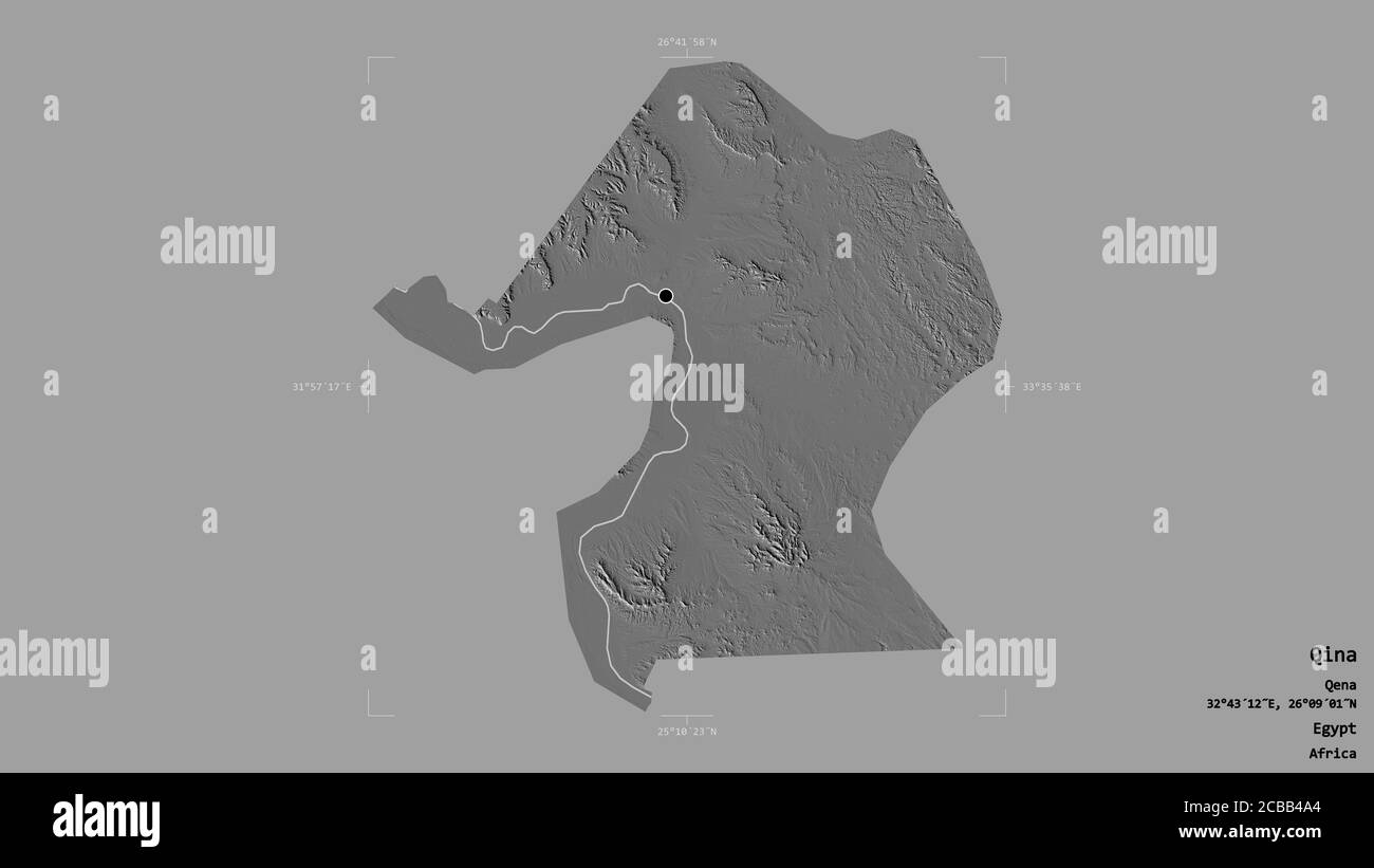 Area of Qina, governorate of Egypt, isolated on a solid background in a ...