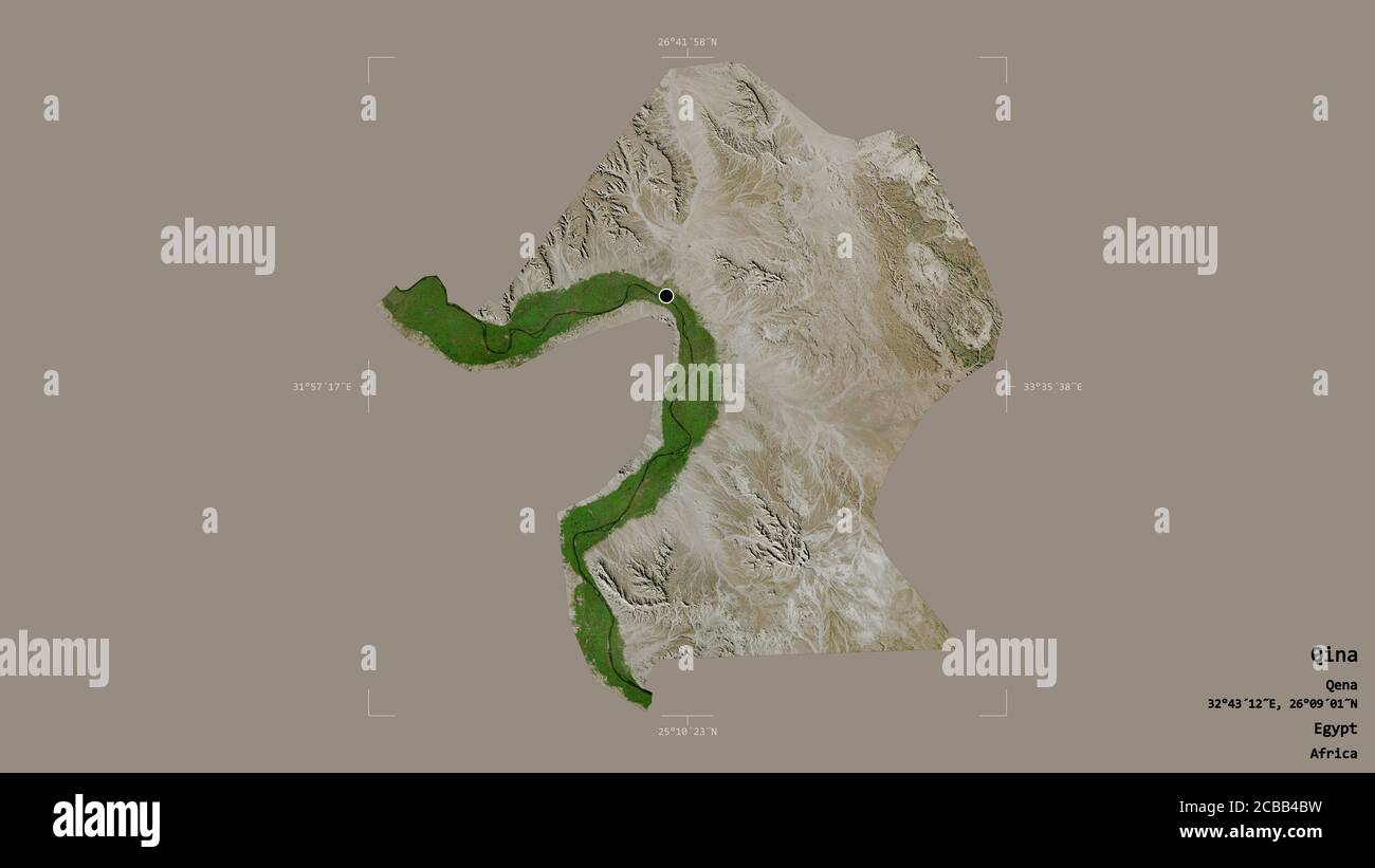 Area of Qina, governorate of Egypt, isolated on a solid background in a ...