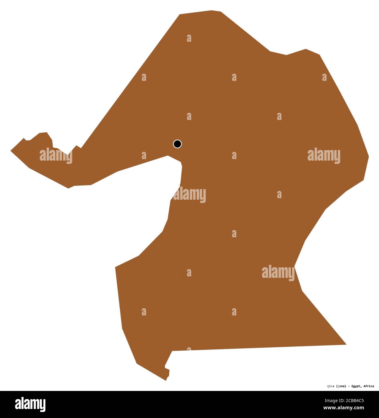 Shape of Qina, governorate of Egypt, with its capital isolated on white ...