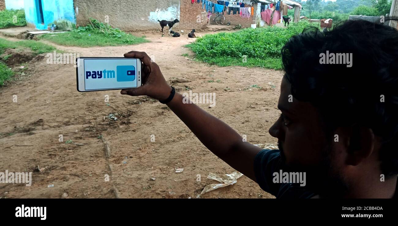 DISTRICT KATNI, INDIA - SEPTEMBER 18, 2019: PAYTM wallet logo displayed ...