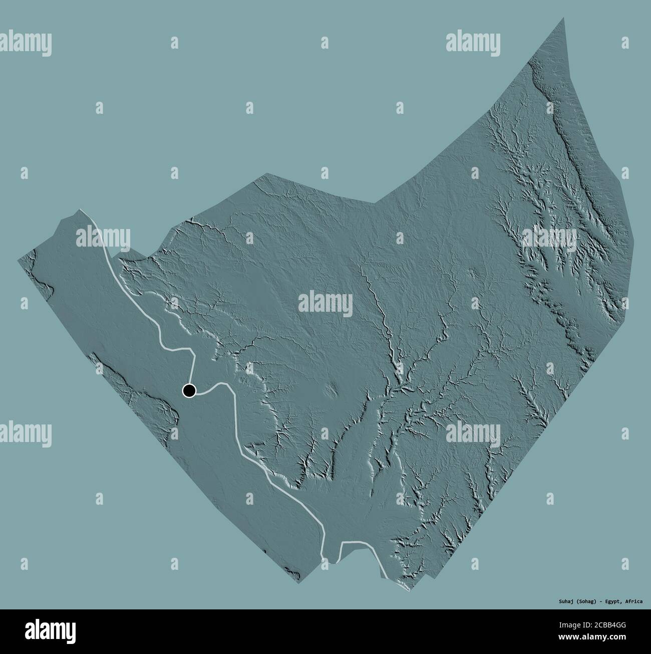Shape of Suhaj, governorate of Egypt, with its capital isolated on a ...