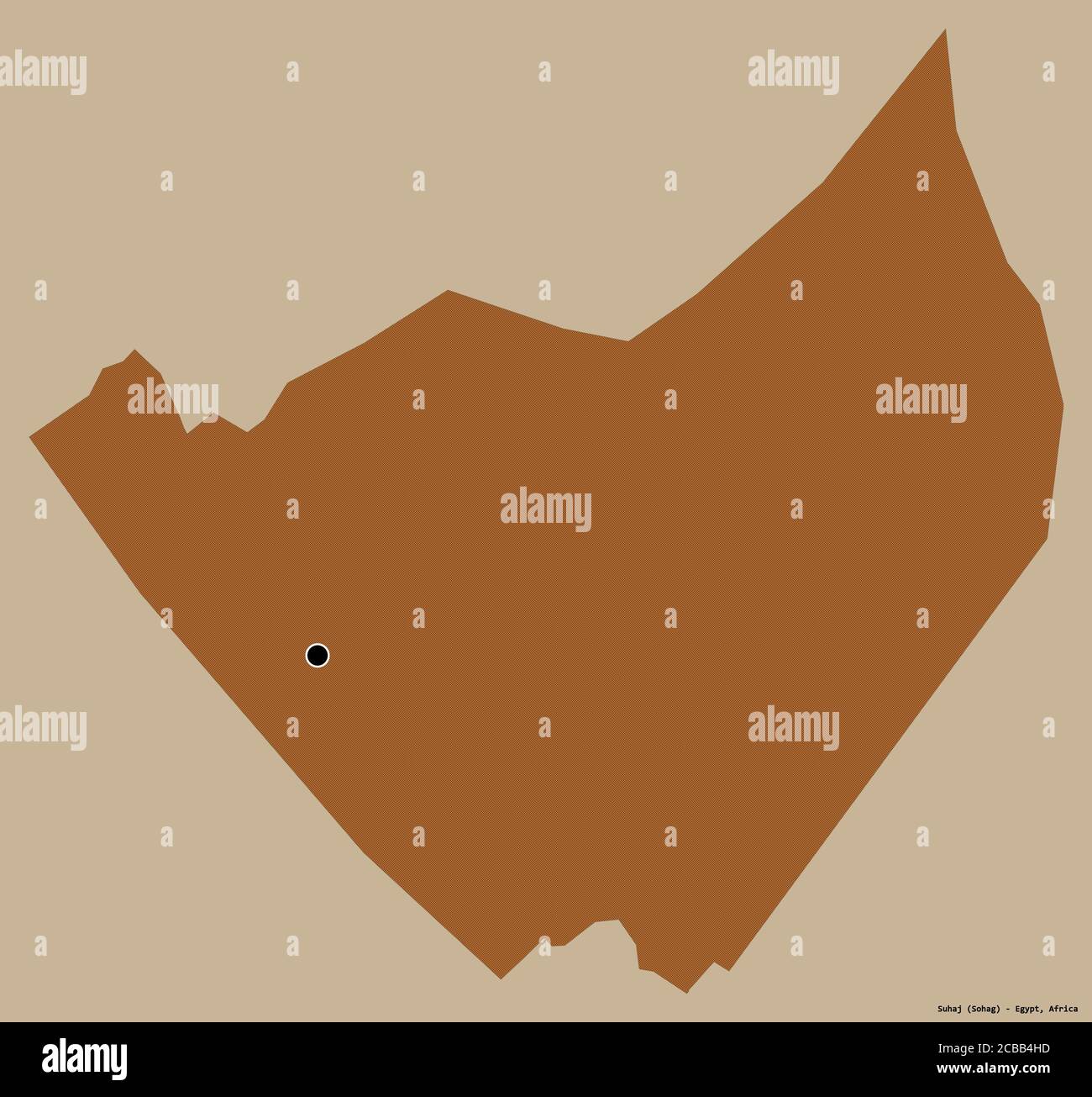 Shape of Suhaj, governorate of Egypt, with its capital isolated on a ...