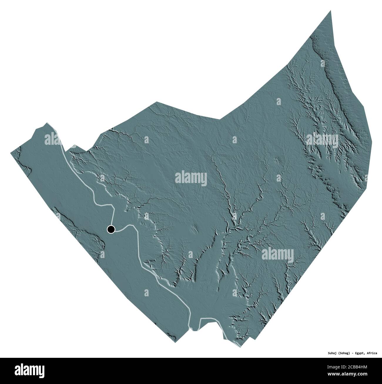 Shape of Suhaj, governorate of Egypt, with its capital isolated on ...