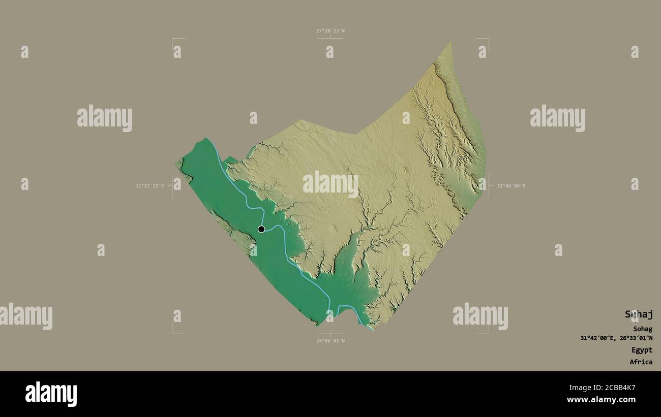 Area of Suhaj, governorate of Egypt, isolated on a solid background in ...