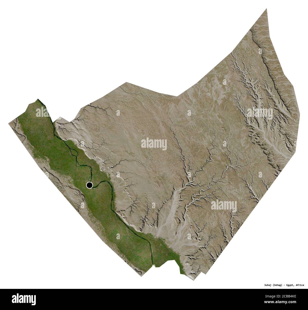 Shape of Suhaj, governorate of Egypt, with its capital isolated on ...