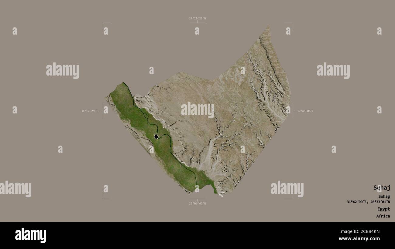 Area of Suhaj, governorate of Egypt, isolated on a solid background in ...