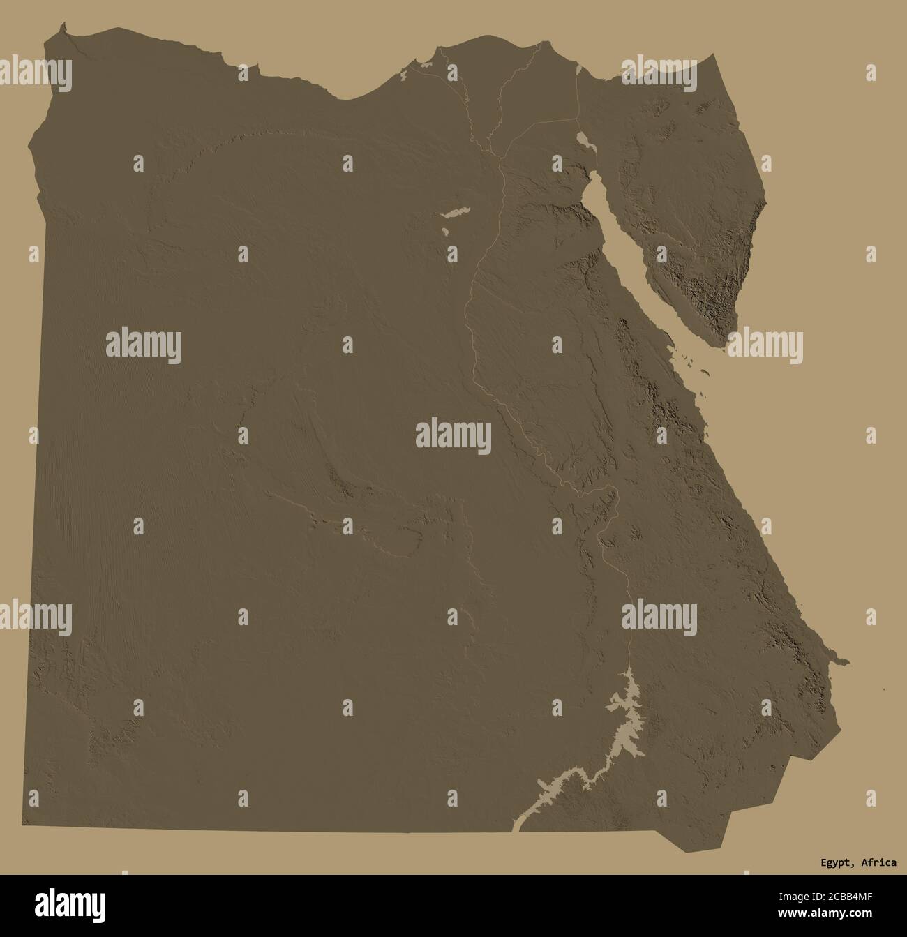 Shape of Egypt with its capital isolated on a solid color background ...