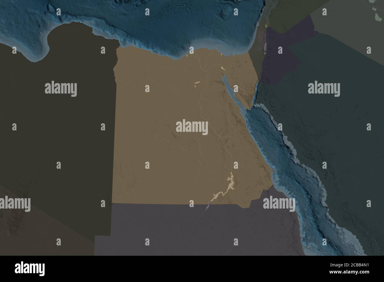 Shape of Egypt separated by the desaturation of neighboring areas ...