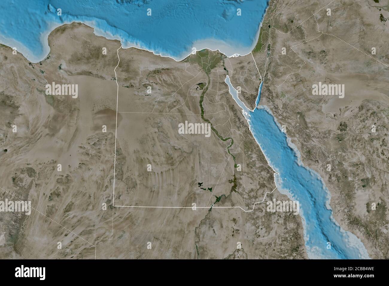 Extended area of Egypt with country outline, international and regional ...