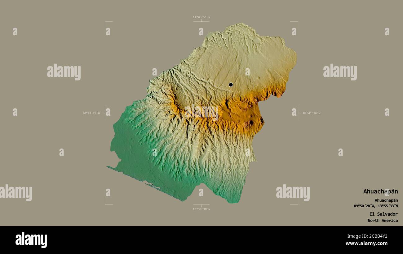 Area of Ahuachapán, department of El Salvador, isolated on a solid ...