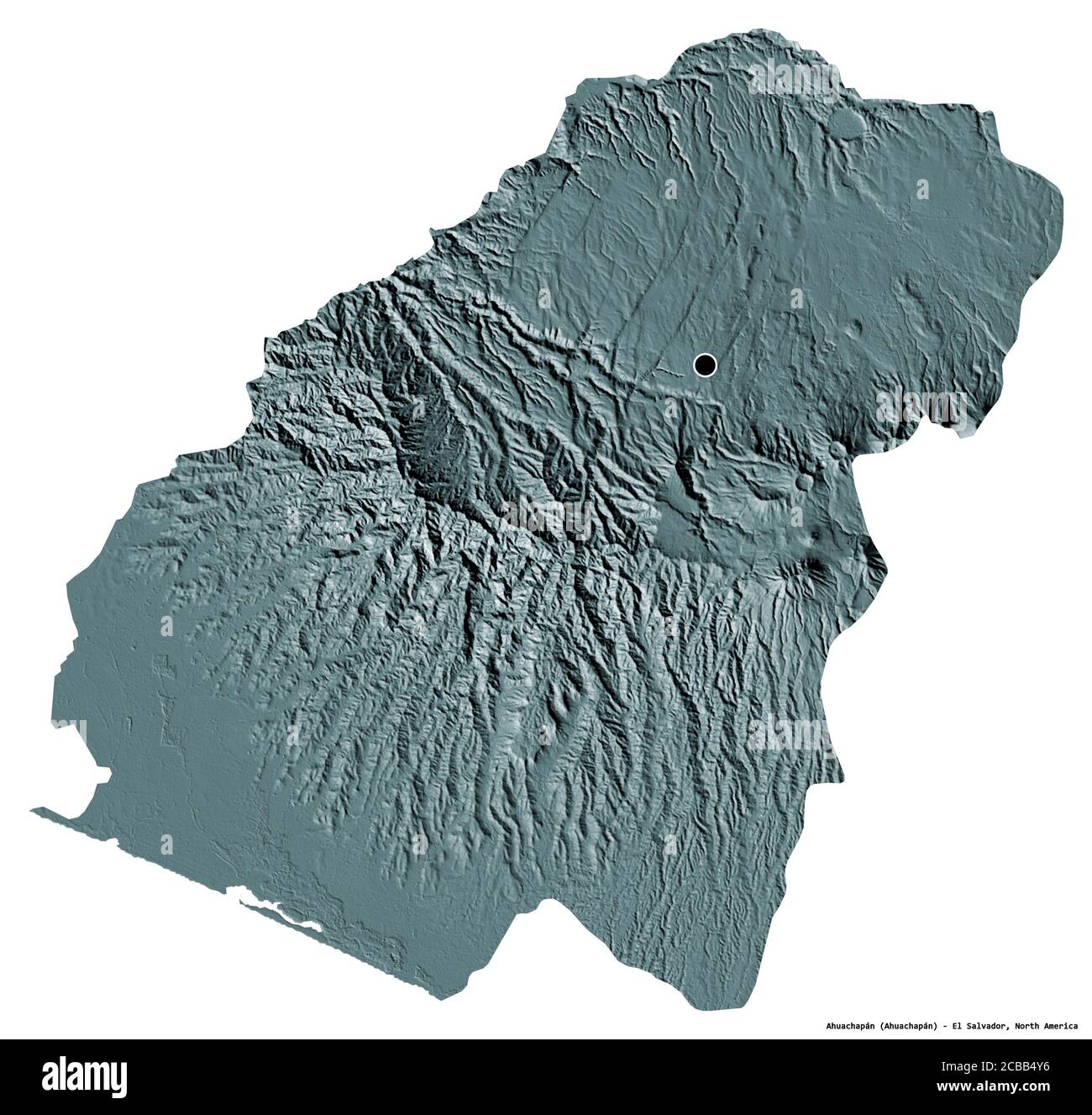 Shape of Ahuachapán, department of El Salvador, with its capital ...