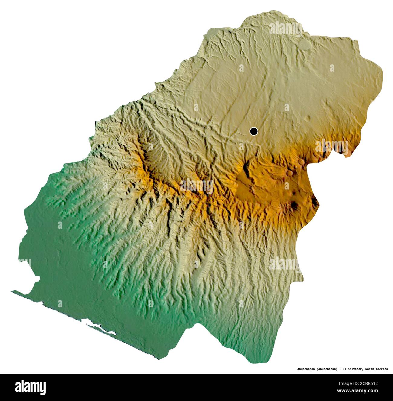 Shape of Ahuachapán, department of El Salvador, with its capital ...