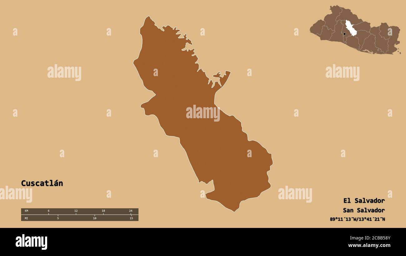 Shape of Cuscatlán, department of El Salvador, with its capital ...