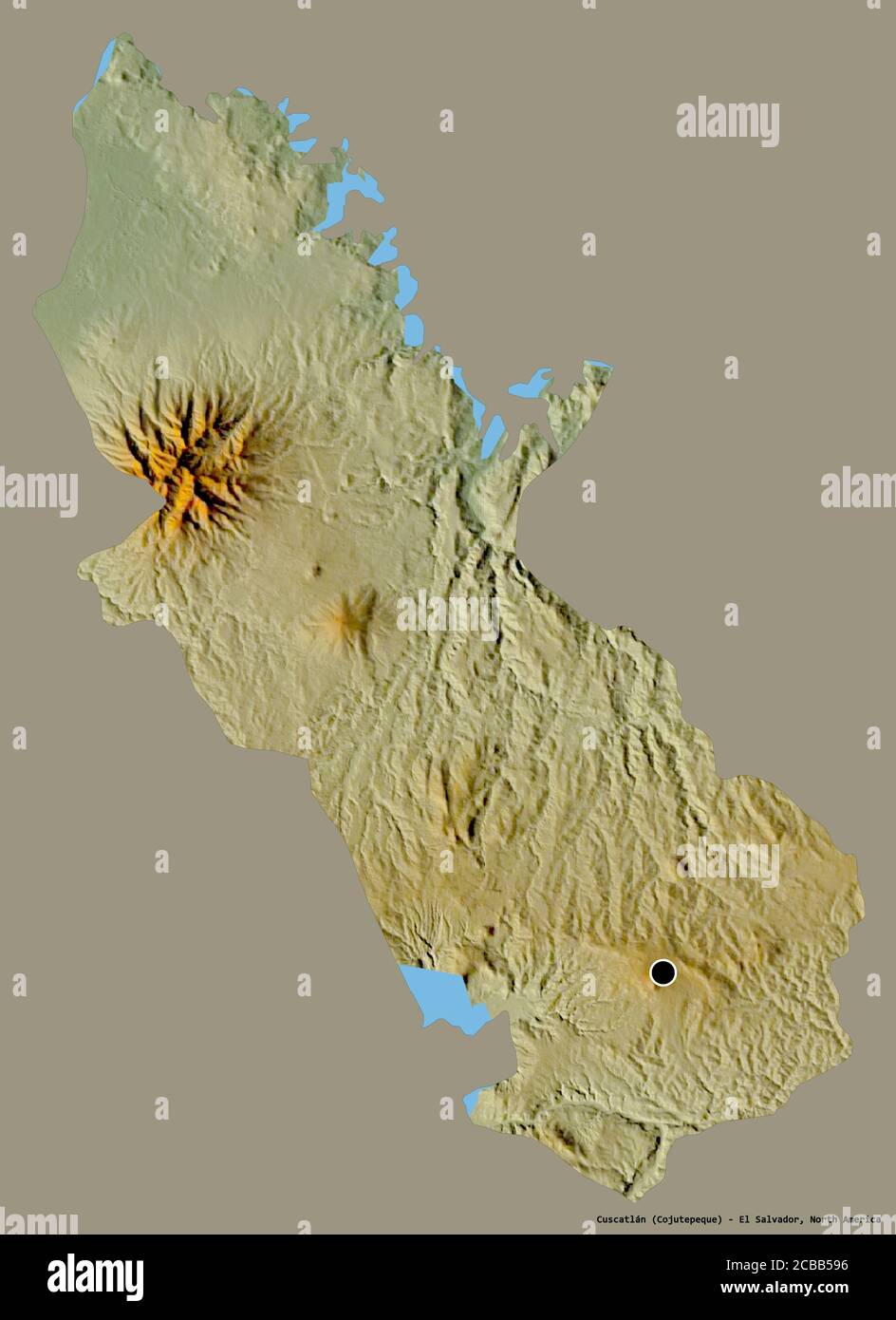 Shape of Cuscatlán, department of El Salvador, with its capital ...