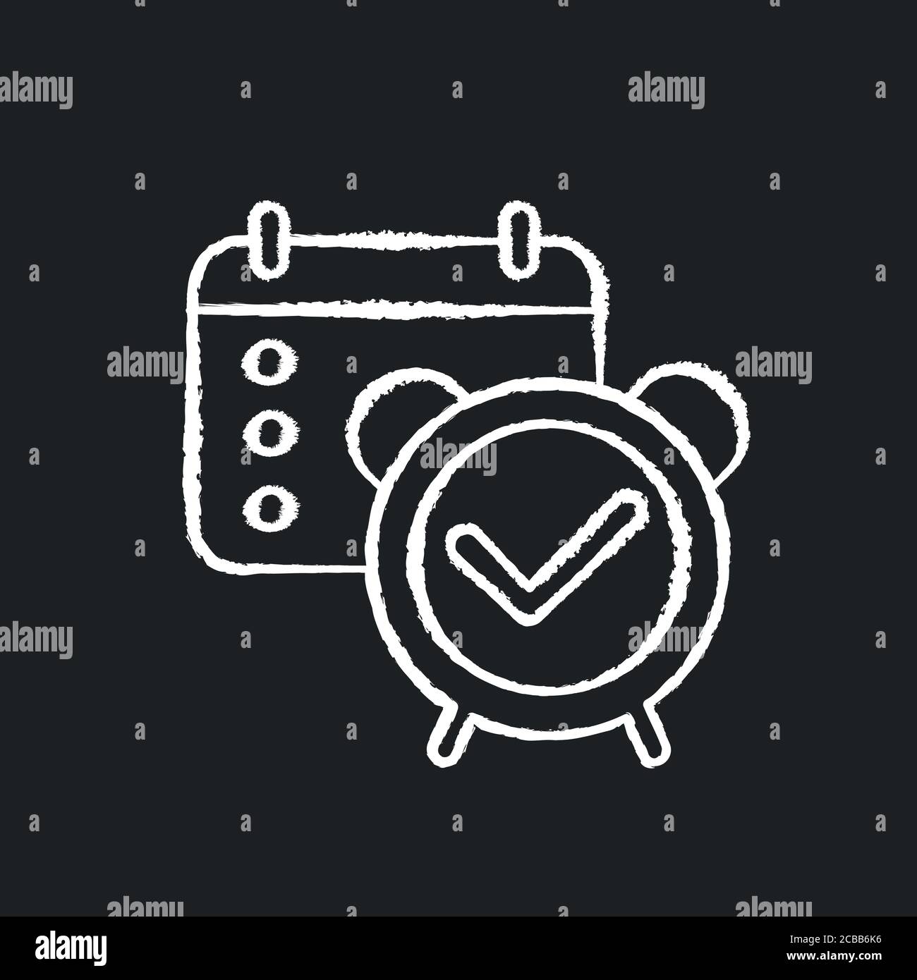 Reminder check chalk white icon on black background. Organizer ...