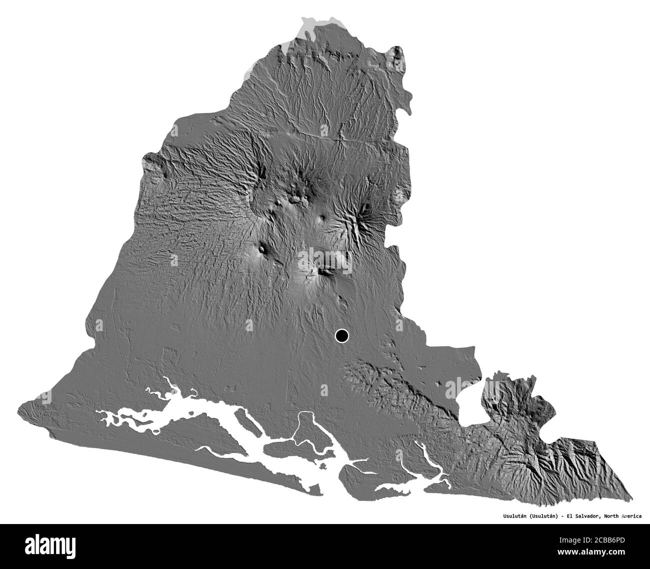 Shape of Usulután, department of El Salvador, with its capital isolated ...
