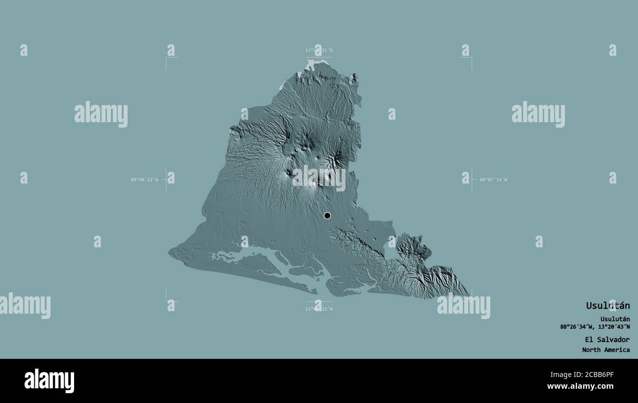 Area of Usulután, department of El Salvador, isolated on a solid ...