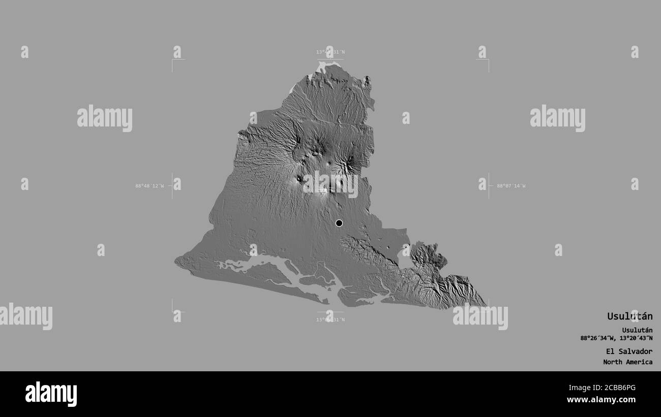 Area of Usulután, department of El Salvador, isolated on a solid ...