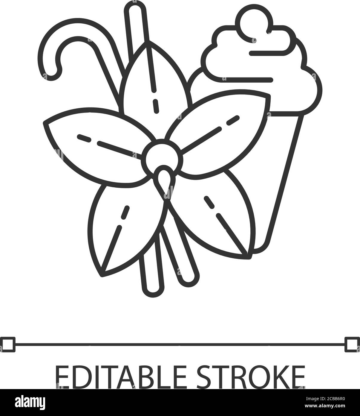 Vanilla linear icon. Vanilla flower. Aromatic flavor. Pastries and ...