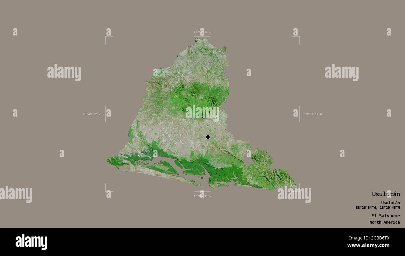 Area of Usulután, department of El Salvador, isolated on a solid ...