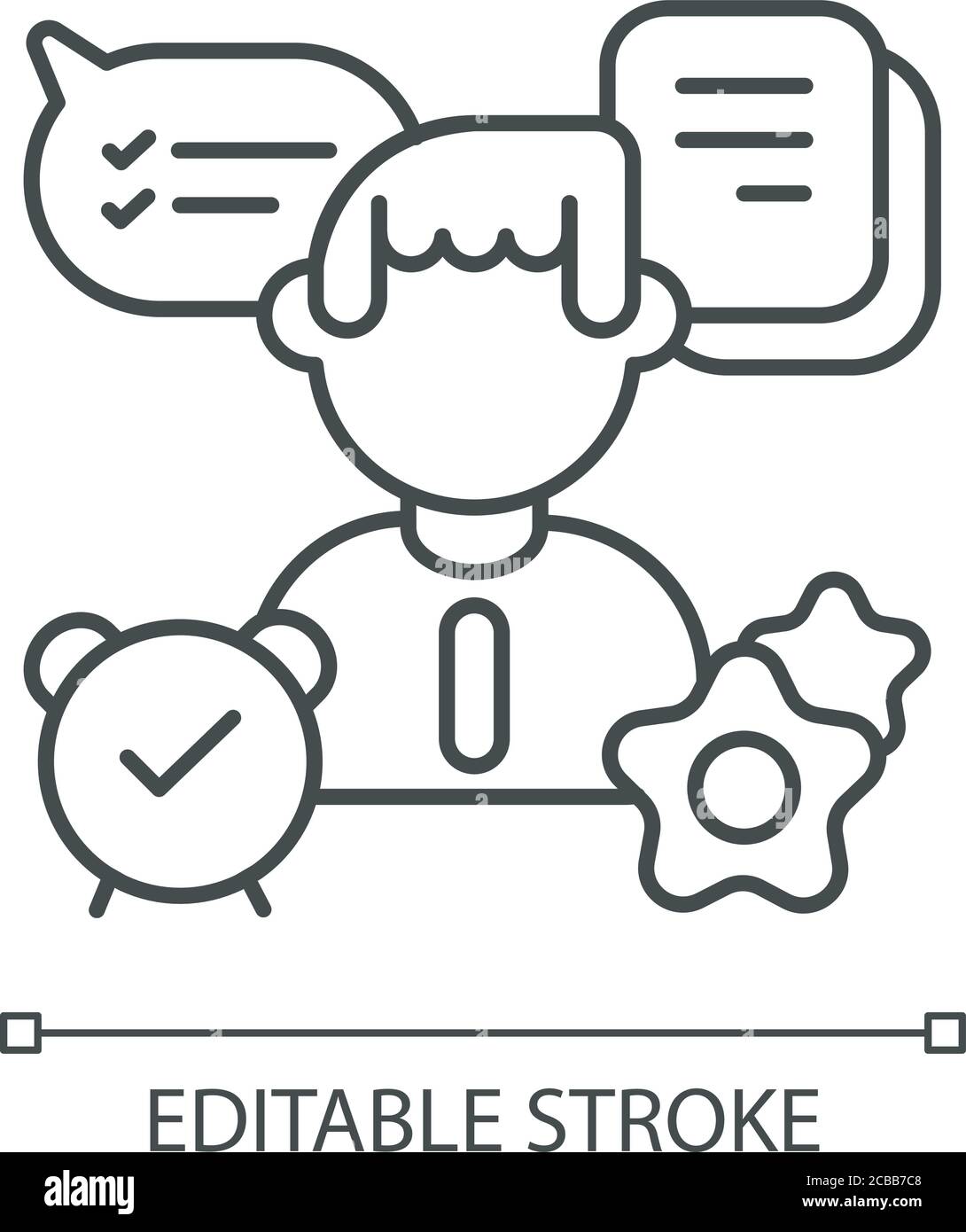 Organizational skills linear icon. Effective planning, time management ...